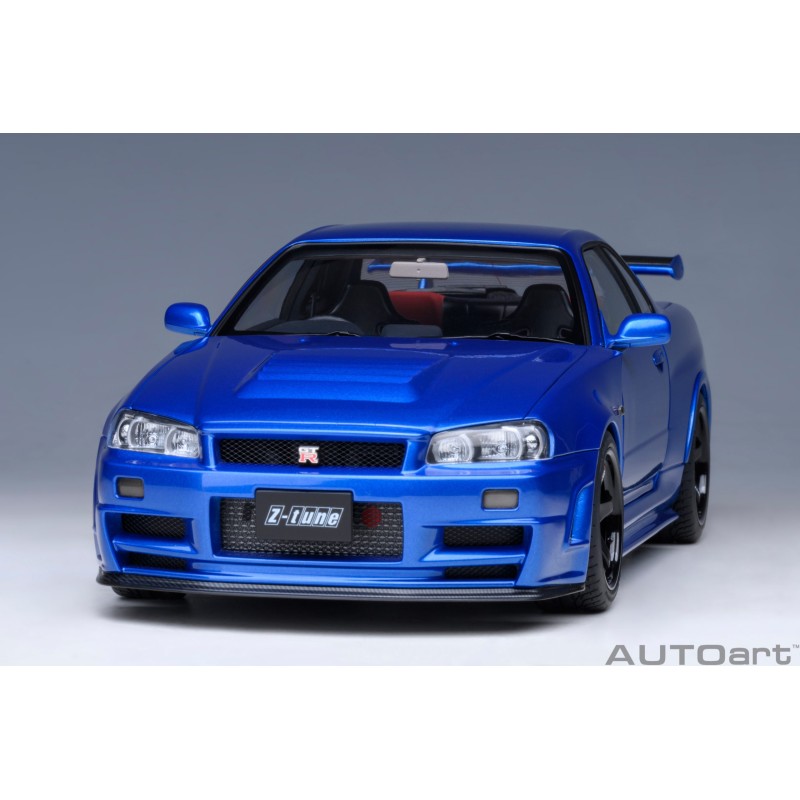 77462 Nissan Skyline GT-R R34 Z tune Bayside Blue black rims autoart